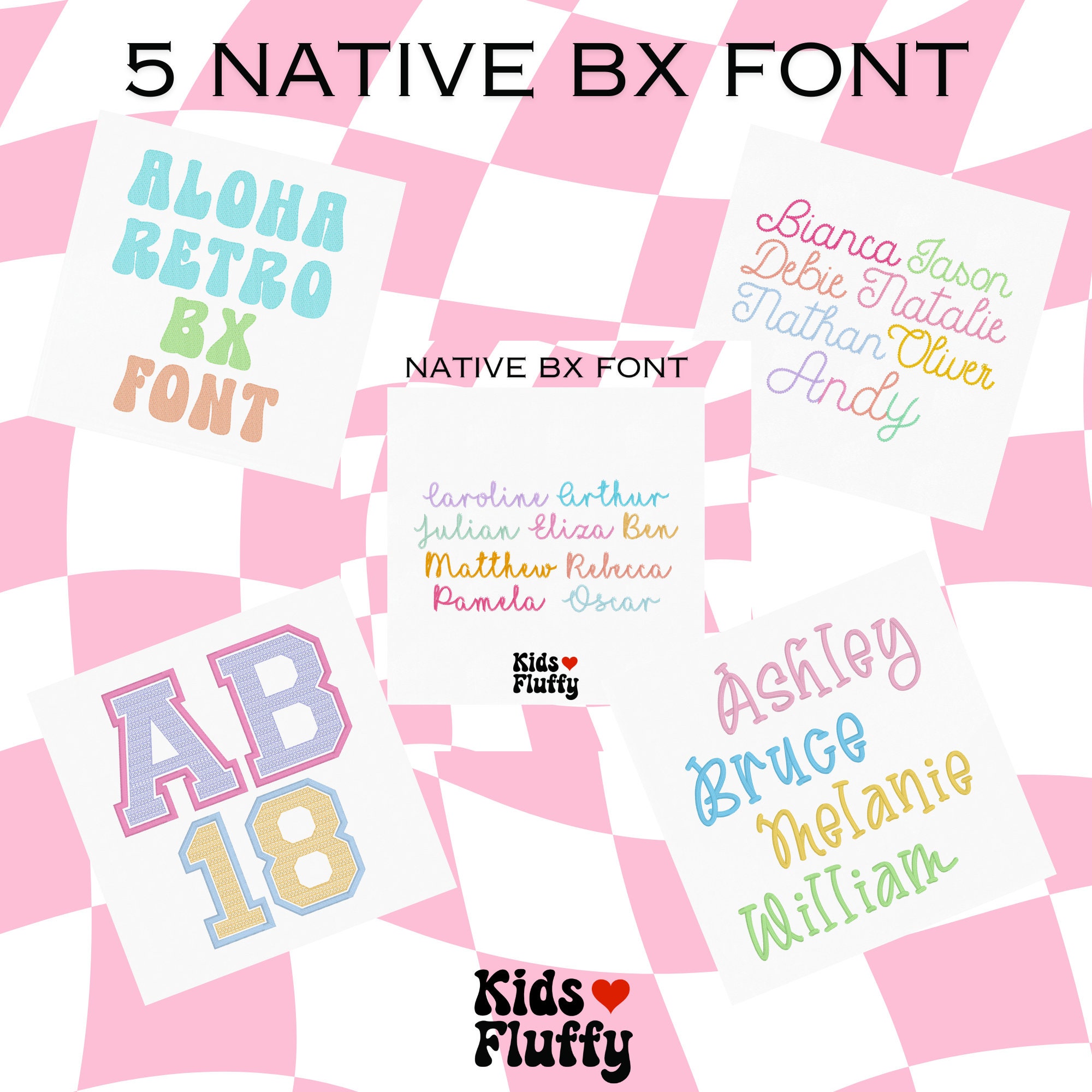 Pack 5 Native BX Font - Embroidery Font - BX Font - Ariana - Love ...