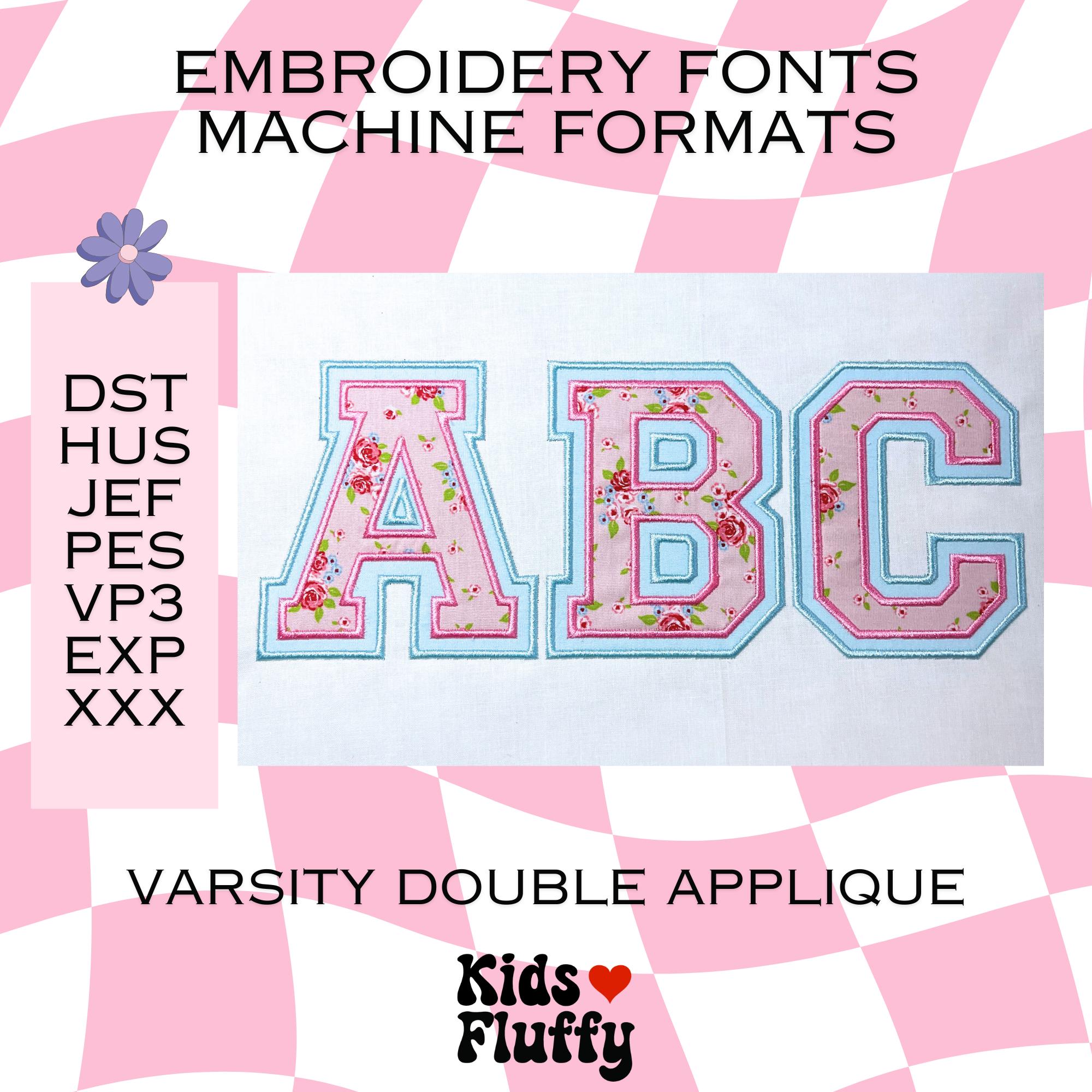 Varsity Double Applique Embroidery Font - Varsity Double Applique ...