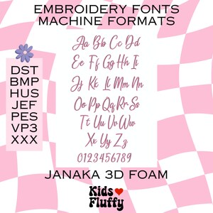 3D Foam Embroidery Font Janaka 3D Puffy Foam - Machine Formats - Bmp ...