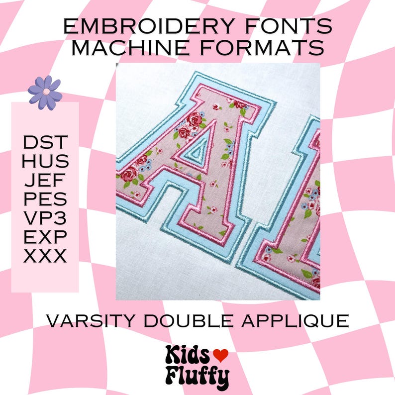 Varsity Double Applique Embroidery Font - Varsity Double Applique ...