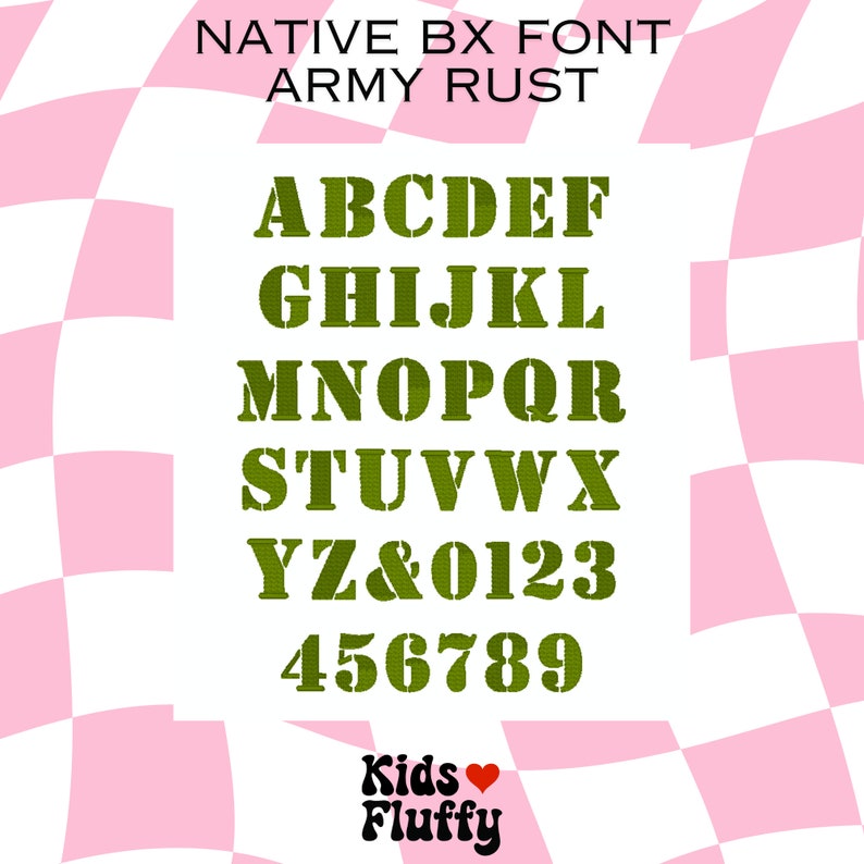 Native BX Font Army Rust - Bx Font - Native Bx Font - Embroidery Font ...