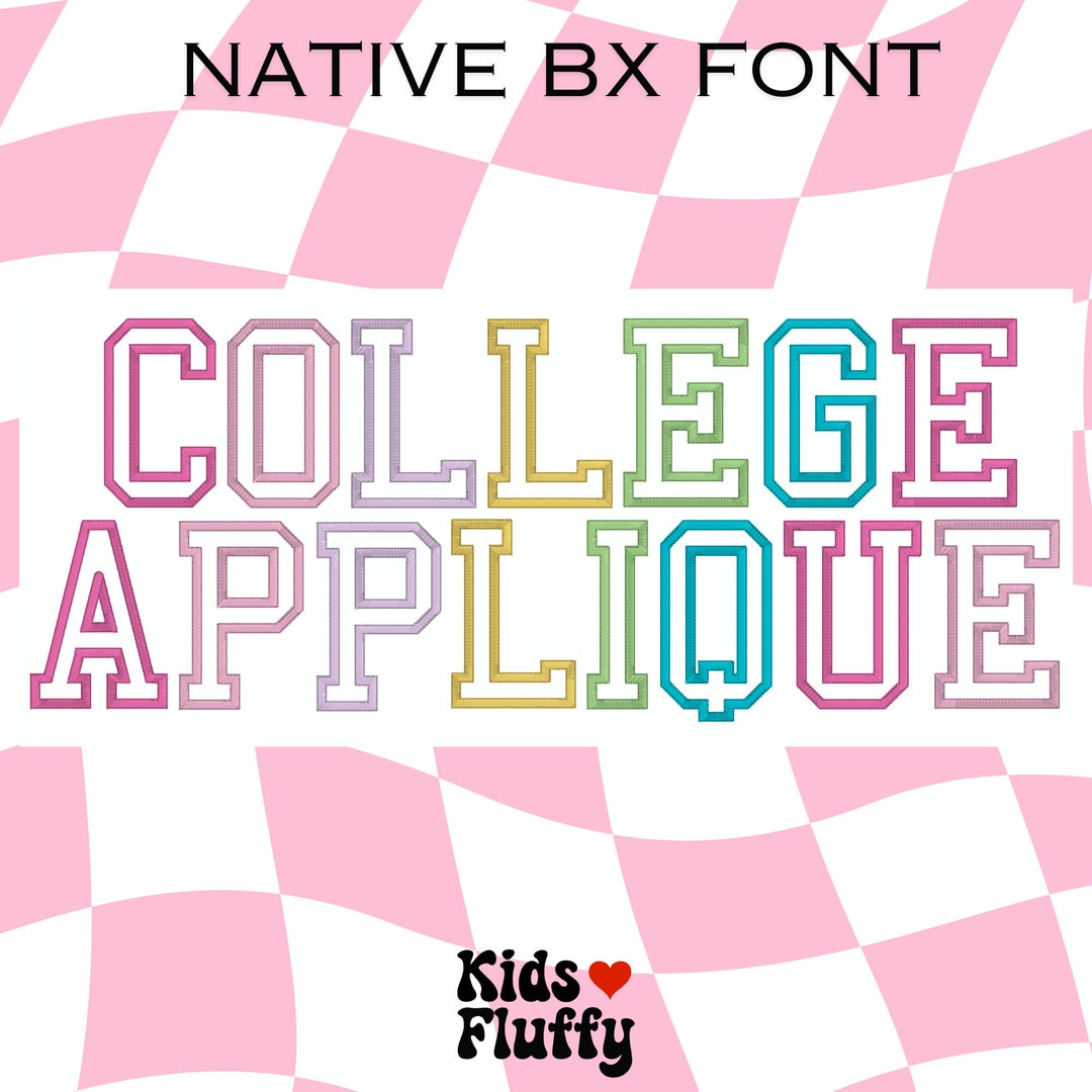 College Applique Native BX Font - Sport Embroidery Font - Bx Font ...