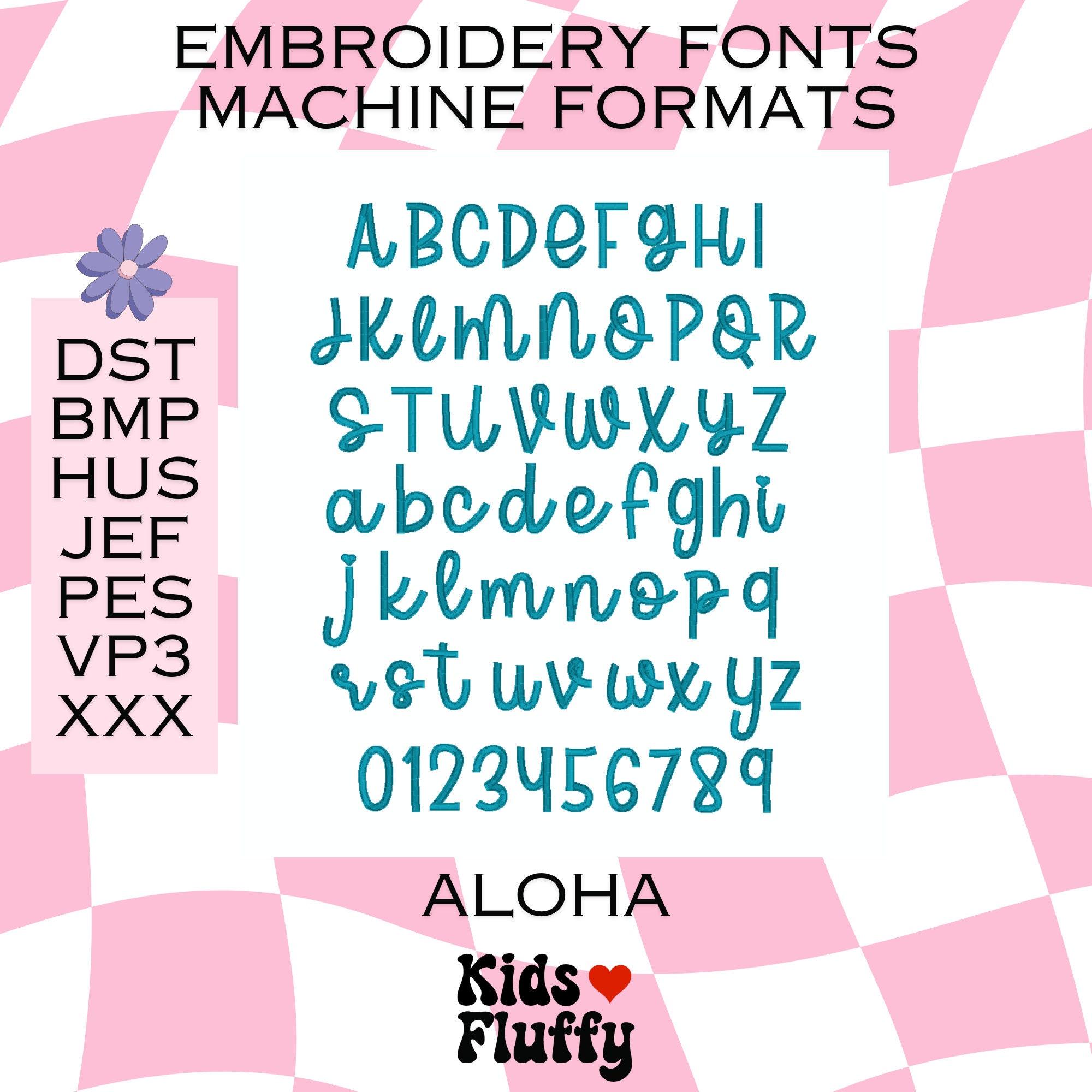 Embroidery Font Aloha - Machine Formats - Bmp - Dst - Hus - Jef - Pes ...