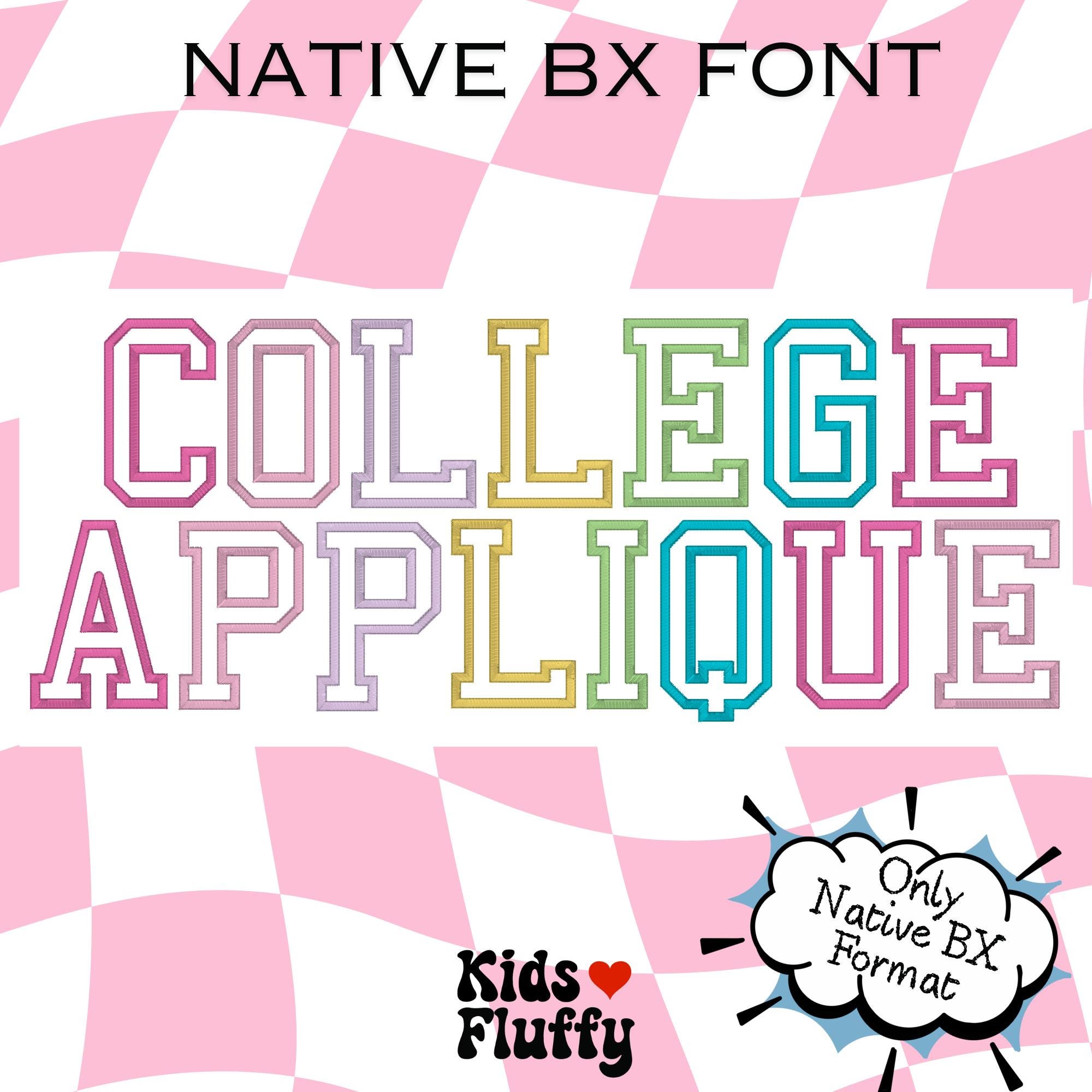 College Applique Native BX Font - Sport Embroidery Font - Bx Font ...