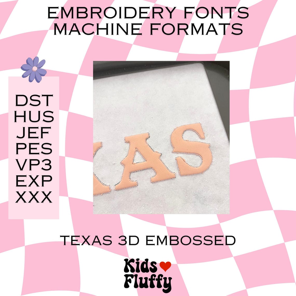 3D Embossed Embroidery Font - Texas 3D Embossed - Machine Formats - Dst ...