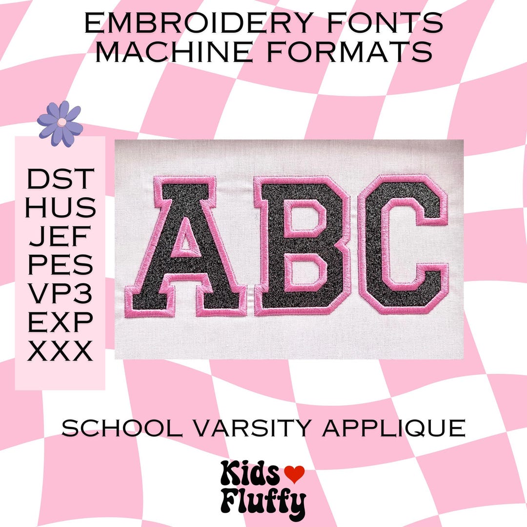 School Varsity Applique Embroidery Font - School Varsity Applique ...