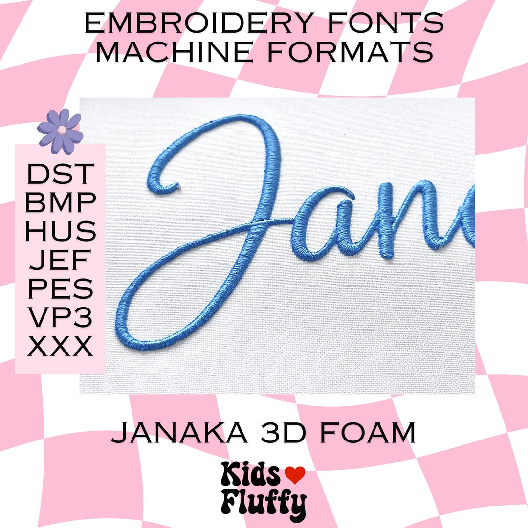 3D Foam Embroidery Font Janaka 3D Puffy Foam - Machine Formats - Bmp ...
