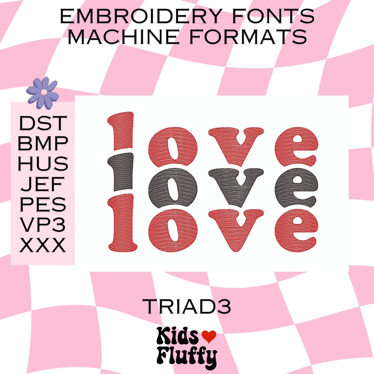 Embroidery Font Triad3 - Machine Formats - Bmp - Dst - Hus - Jef - Pes ...