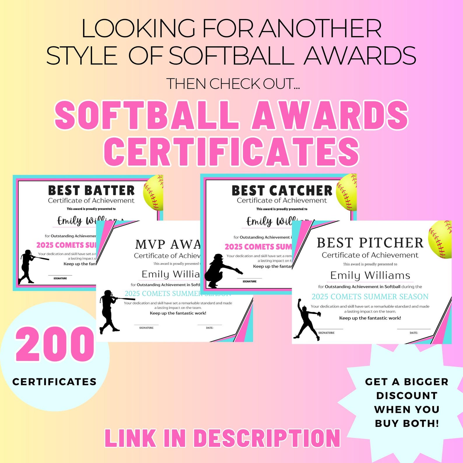 Softball Candy Bar Awards: Printable Certificates for Kids (digital ...