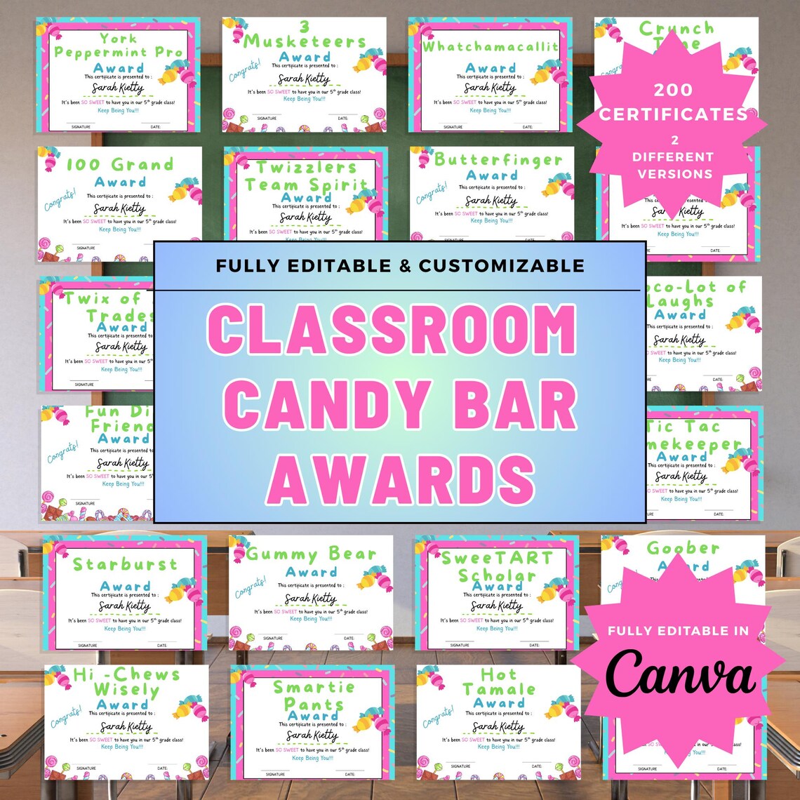 Classroom Candy Bar Awards – End of Year Awards, Editable Student ...