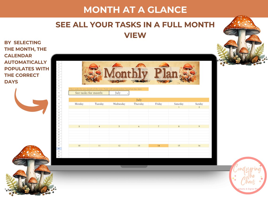 Forest Fungi Digital to Do List Template Google Sheets - Etsy