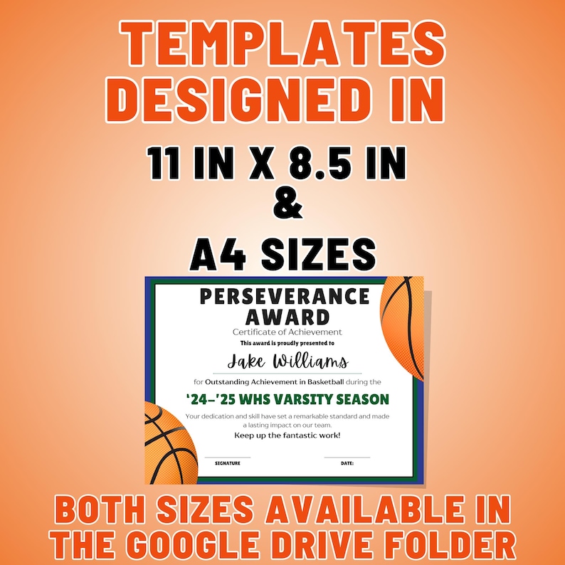 Editable Basketball Award Certificates: Team Recognition (instant ...