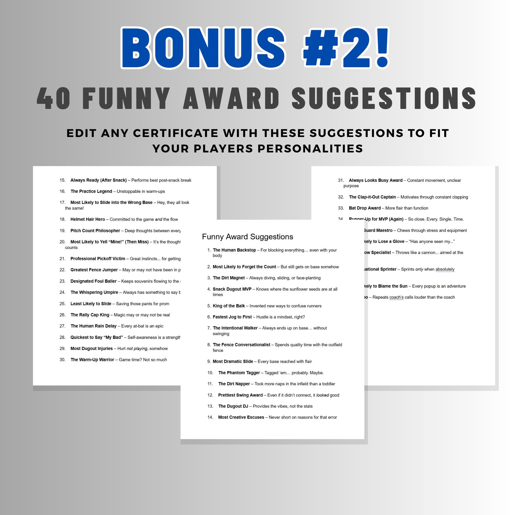 Editable Baseball Award Certificates: Team Awards, End of Season (canva ...