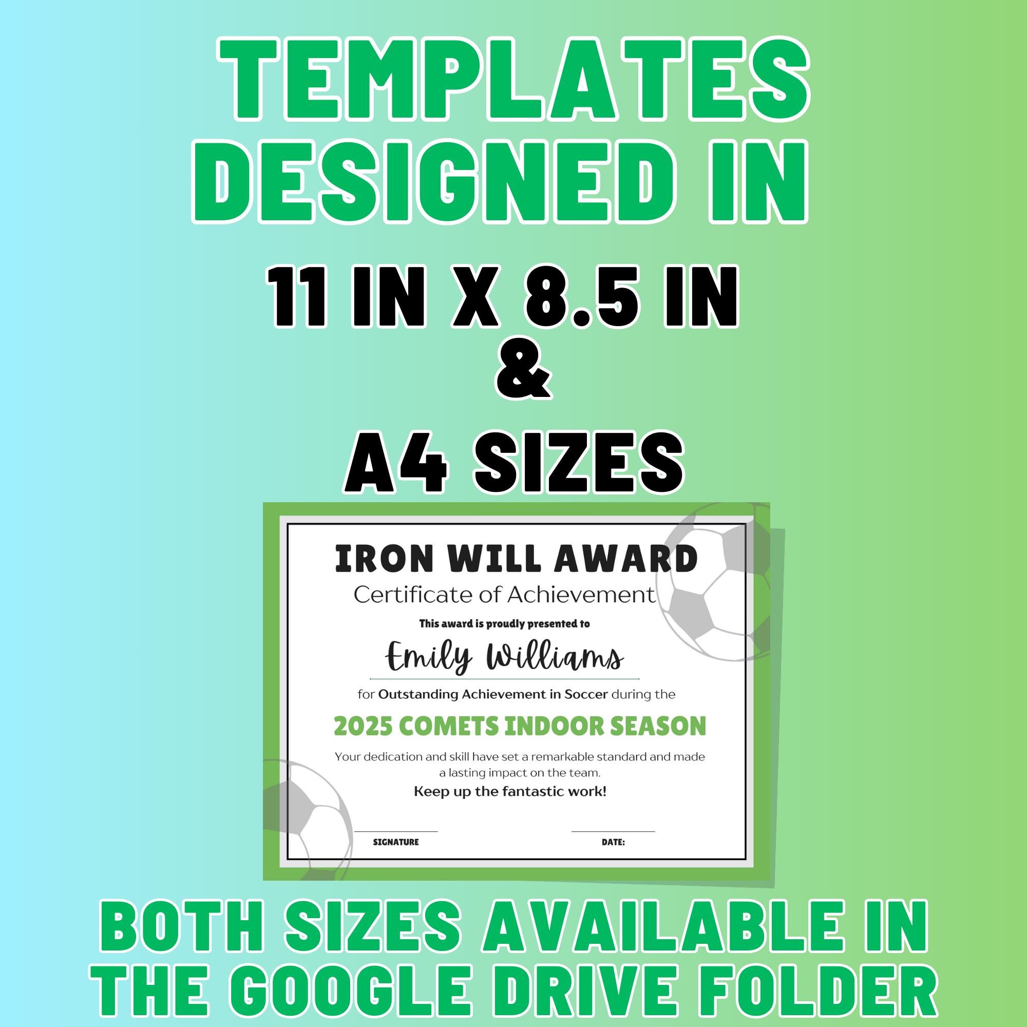 Editable Soccer Awards Certificates: 150+ Canva Templates (printable ...