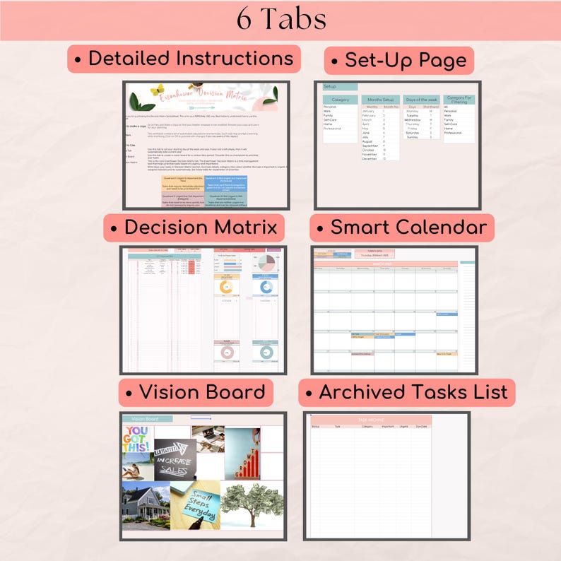 Eisenhower Matrix Productivity Planner | Task Priority and Decision ...