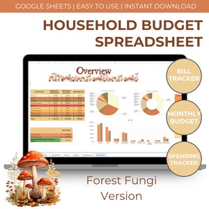 Forest Fungi Household Budget Budget Spreadsheet Bills Tracker ...