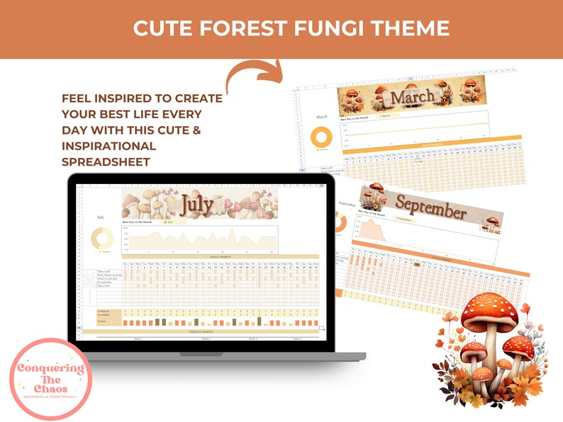 Forest Fungi Habit Tracker Spreadsheet Daily, Weekly, Monthly Habits ...