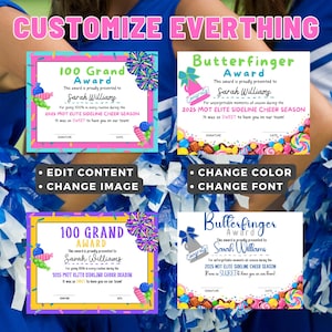Cheer and Cheerleading Candy Bar Awards | 200 Certificates | 2 Designs ...