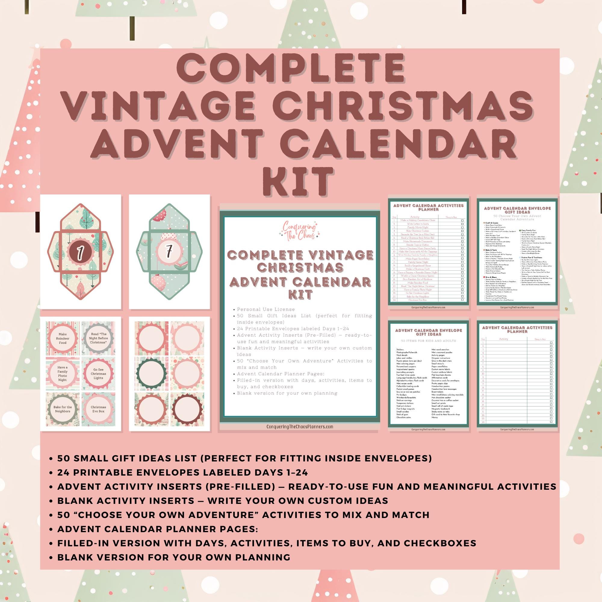 Printable Advent Calendar Kit | 50 Advent Activity Ideas, 24 Printable ...