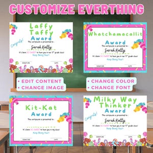 Classroom Candy Bar Awards – End of Year Awards, Editable Student ...