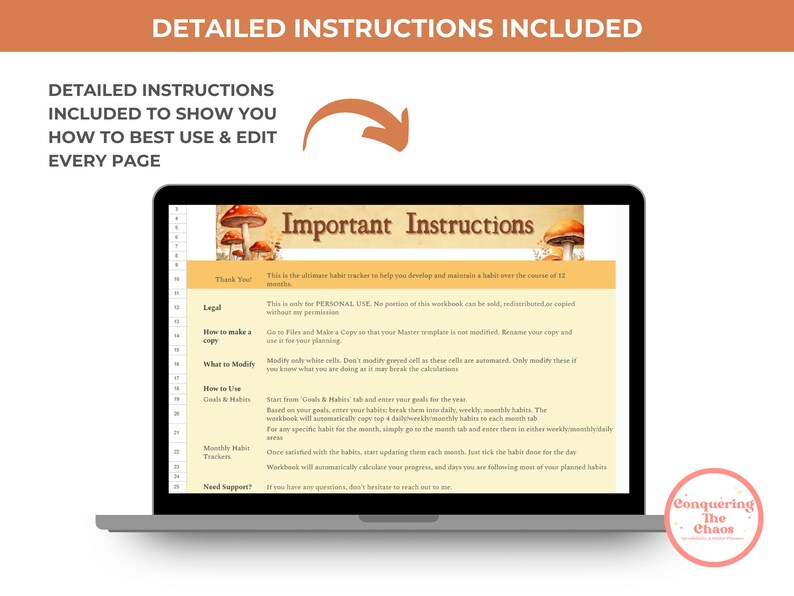 Forest Fungi Habit Tracker Spreadsheet Daily, Weekly, Monthly Habits ...