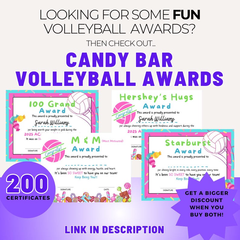 Girls Volleyball Awards Certificates | 200 Printable & Editable Team ...