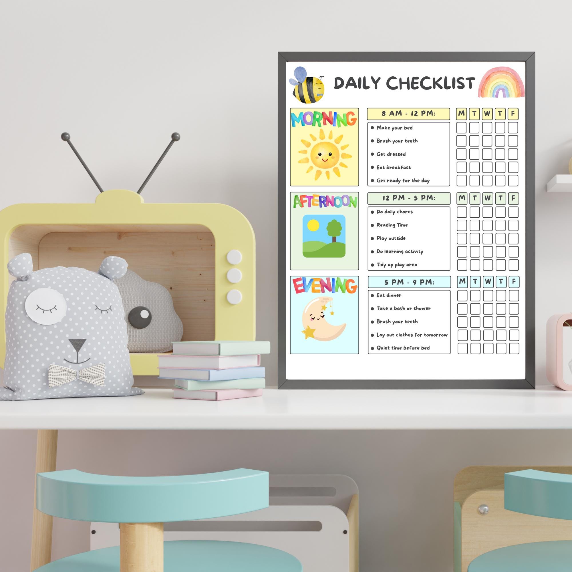 Kids Daily Checklist Printable: Editable Routine Chart (PDF) - Etsy