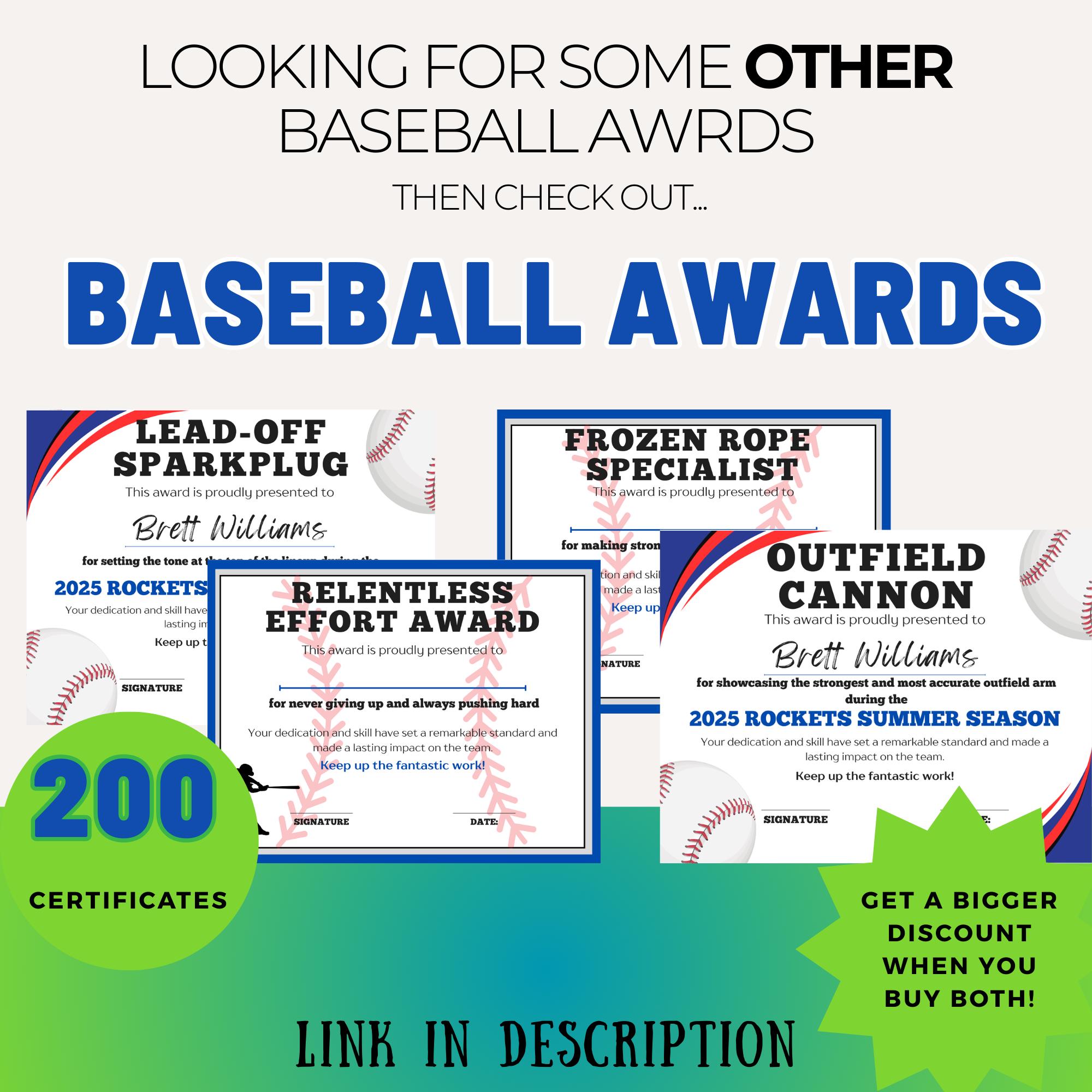 Baseball Candy Bar Awards | Printable, Editable Award Certificates ...