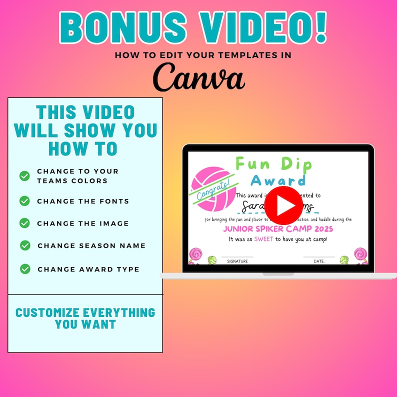 Volleyball Candy Bar Awards: Printable Team Certificates (editable ...