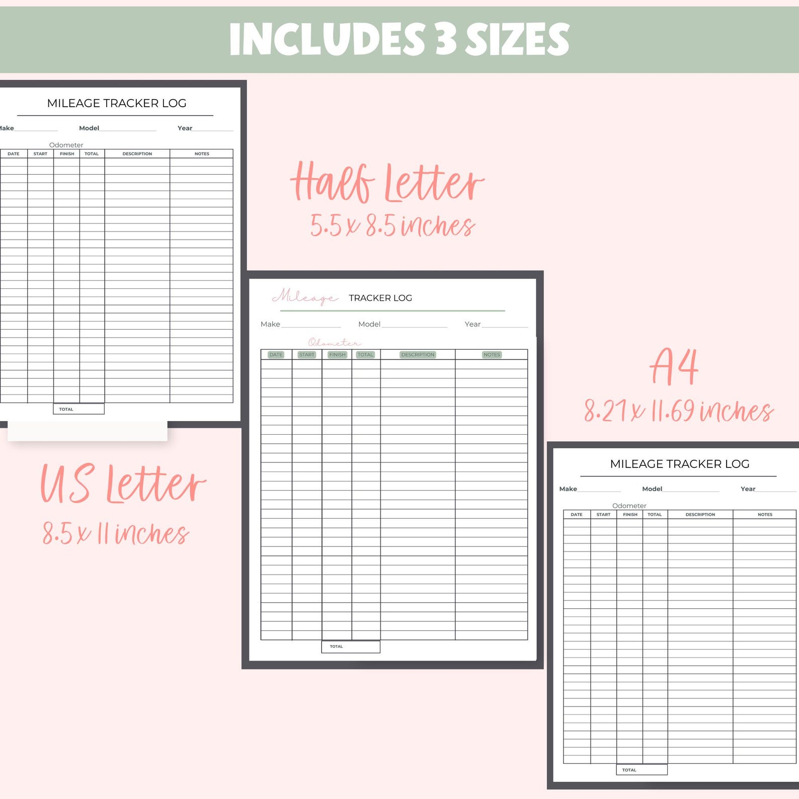 Printable Mileage Tracker Log: Business Vehicle Logbook (PDF) - Etsy