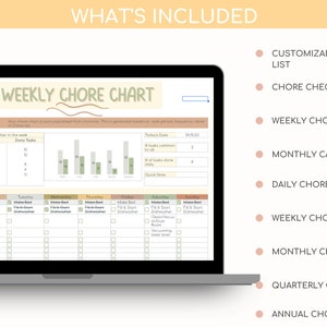 Boho Floral Family Chore Chart Easy-to-use Spreadsheet for Daily ...