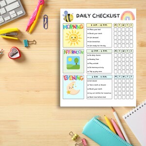 Kids Daily Checklist Printable: Editable Routine Chart (PDF) - Etsy