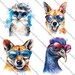 Watercolor Outback Animals With Sunglasses Summer Clipart, Transparent ...