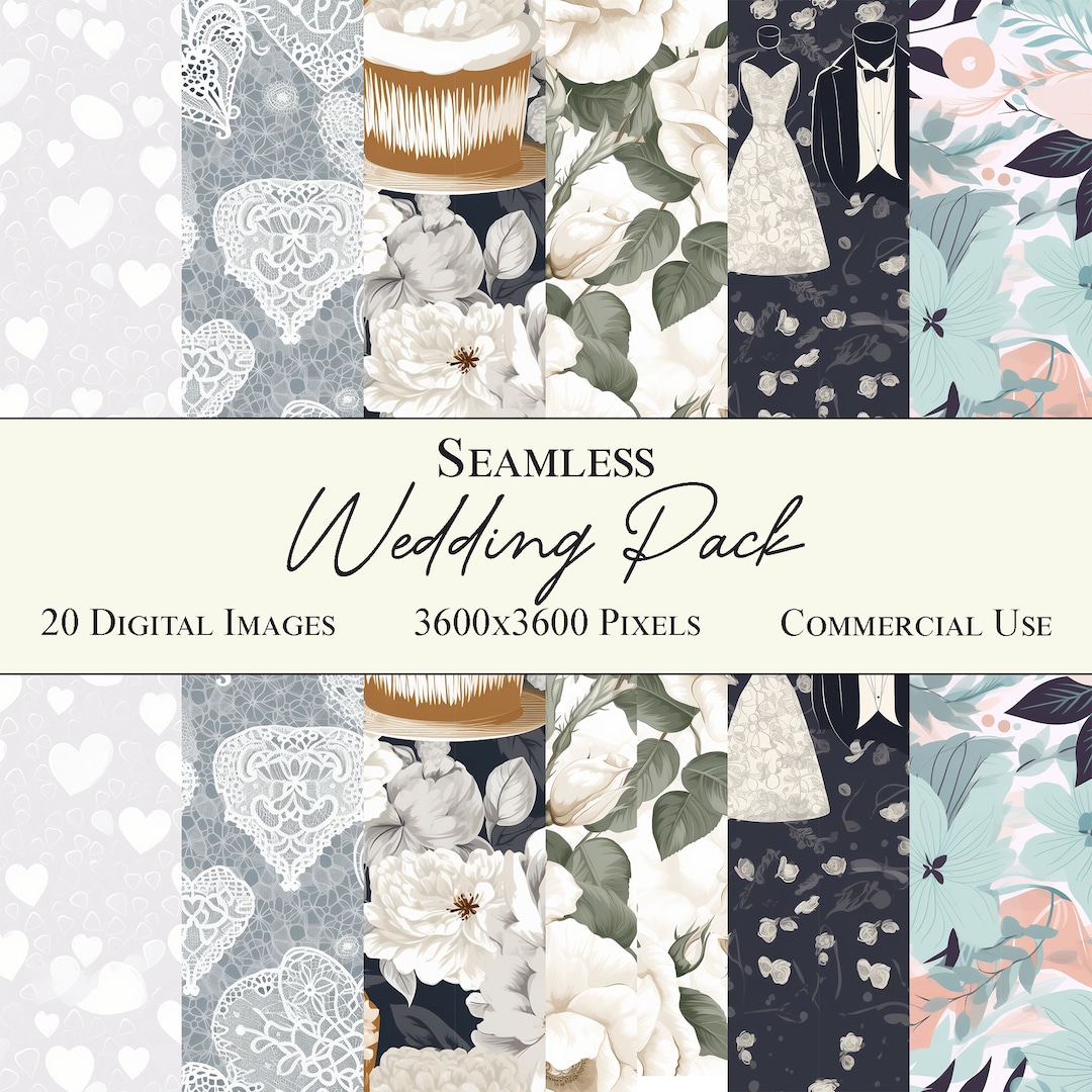 Wedding Pack Seamless Digital Textures Paper White and Cream and White ...