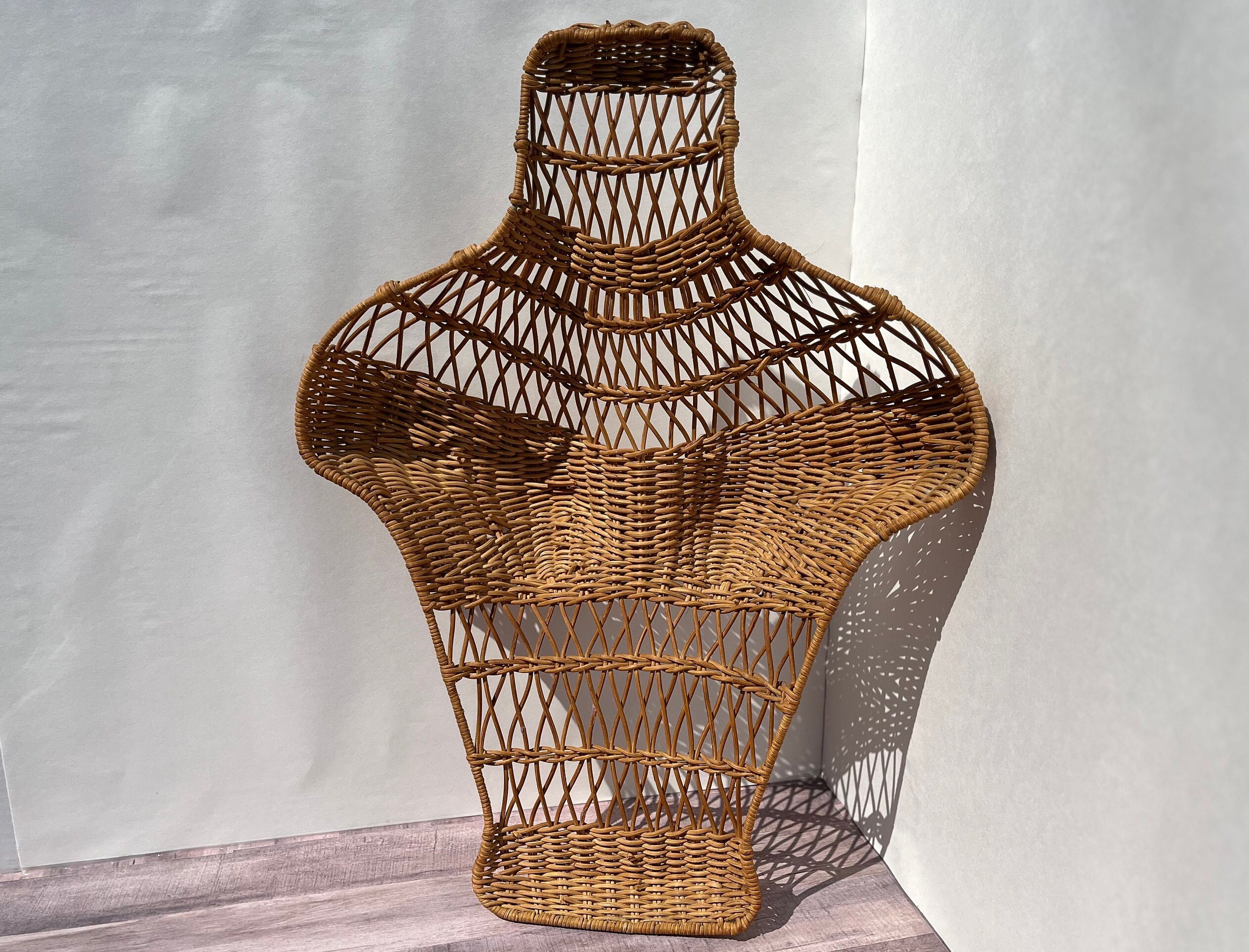 Vintage Wicker Rattan Decorative Bust, Wicker Decor Wicker Wall Decor ...