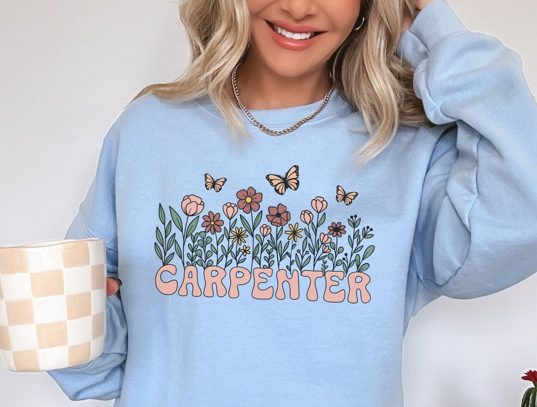 Floral Lady Carpenter Sweater Crewneck Sweatshirt Girl - Etsy