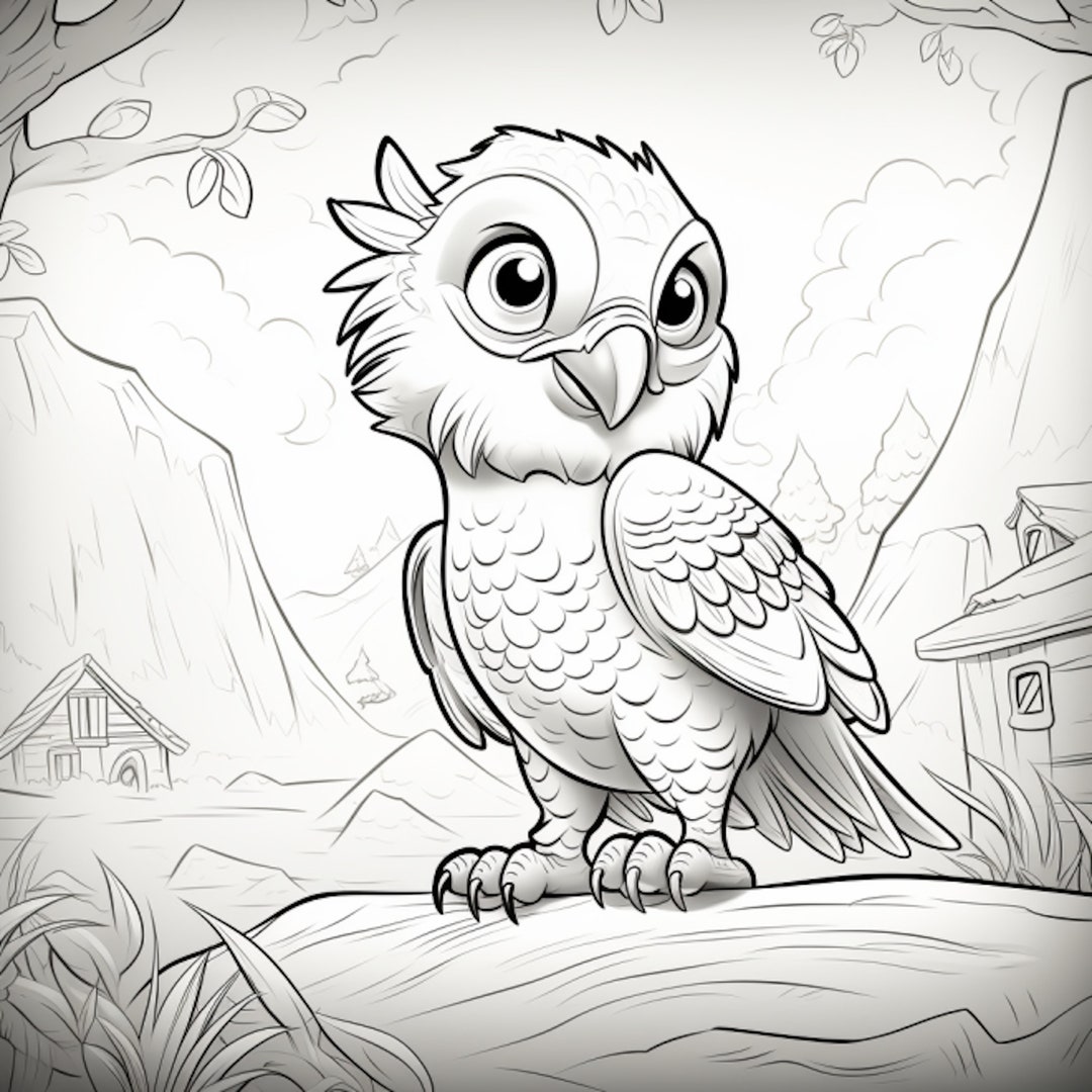 10 Cute Hawk Coloring Pages for Kids, Printable Activity Sheets, Fun ...
