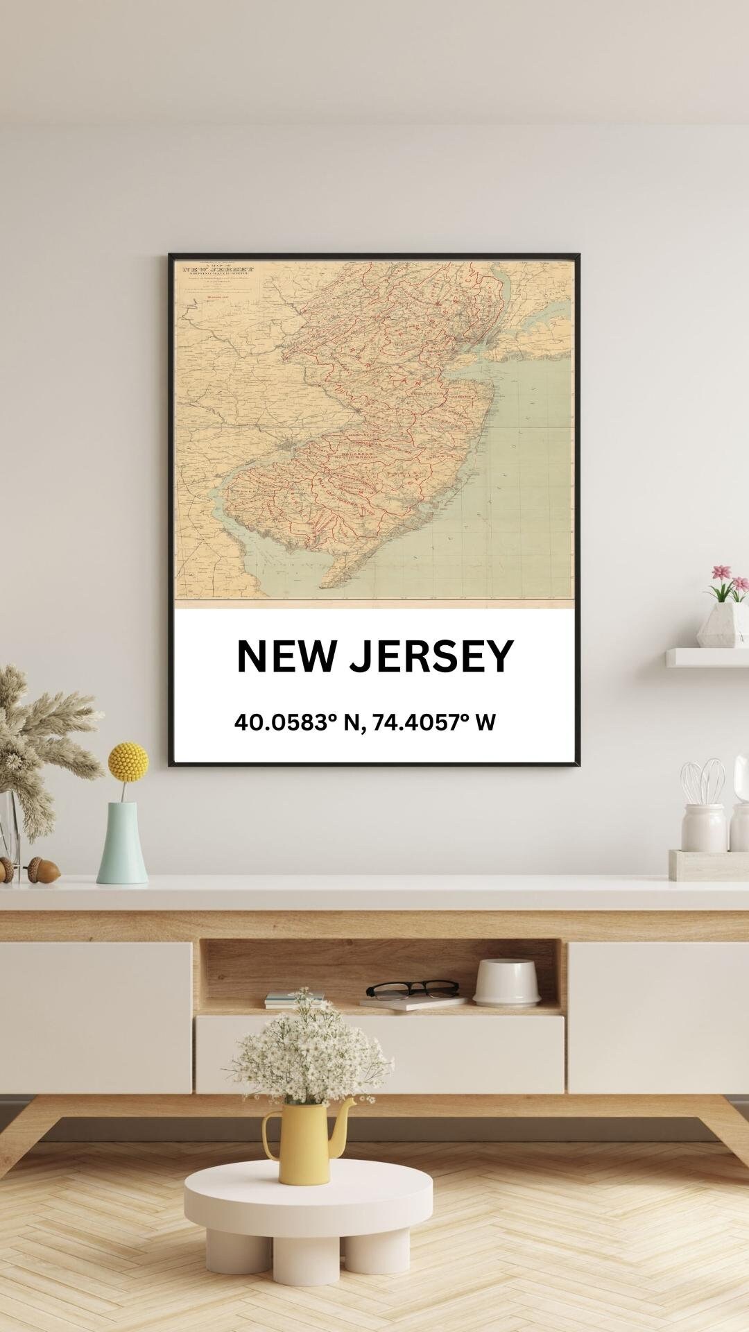 Vintage Map of Tri State Area, NJ,NY,CONN, Instant Digital Download ...