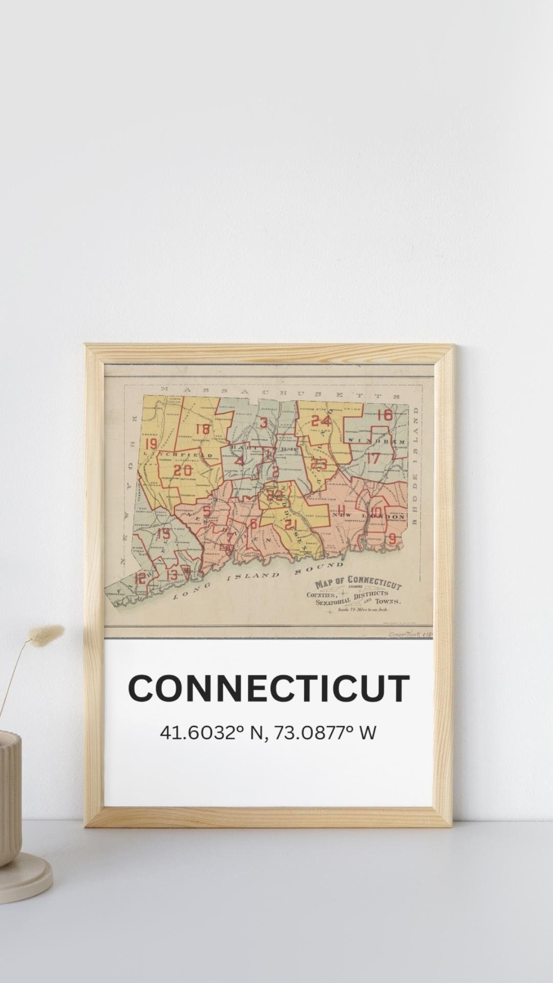 Vintage Map of Tri State Area, NJ,NY,CONN, Instant Digital Download ...