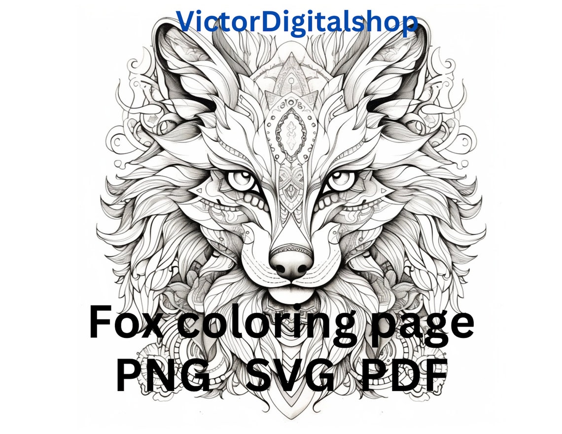 Fox Head Instant Download Coloring Page, Adult Coloring Printable Page ...