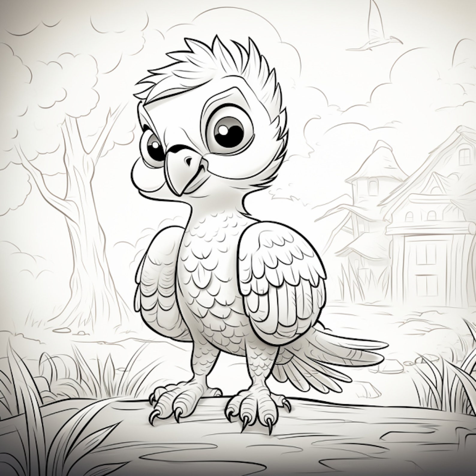 10 Cute Hawk Coloring Pages for Kids, Printable Activity Sheets, Fun ...