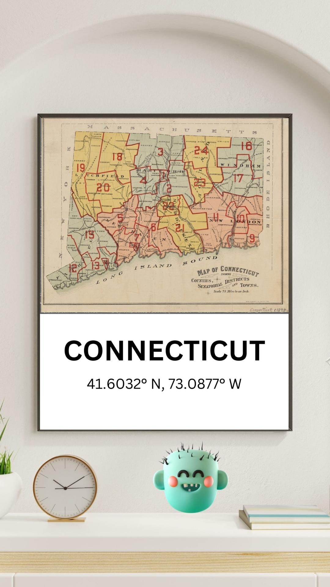 Vintage Map of Tri State Area, NJ,NY,CONN, Instant Digital Download ...