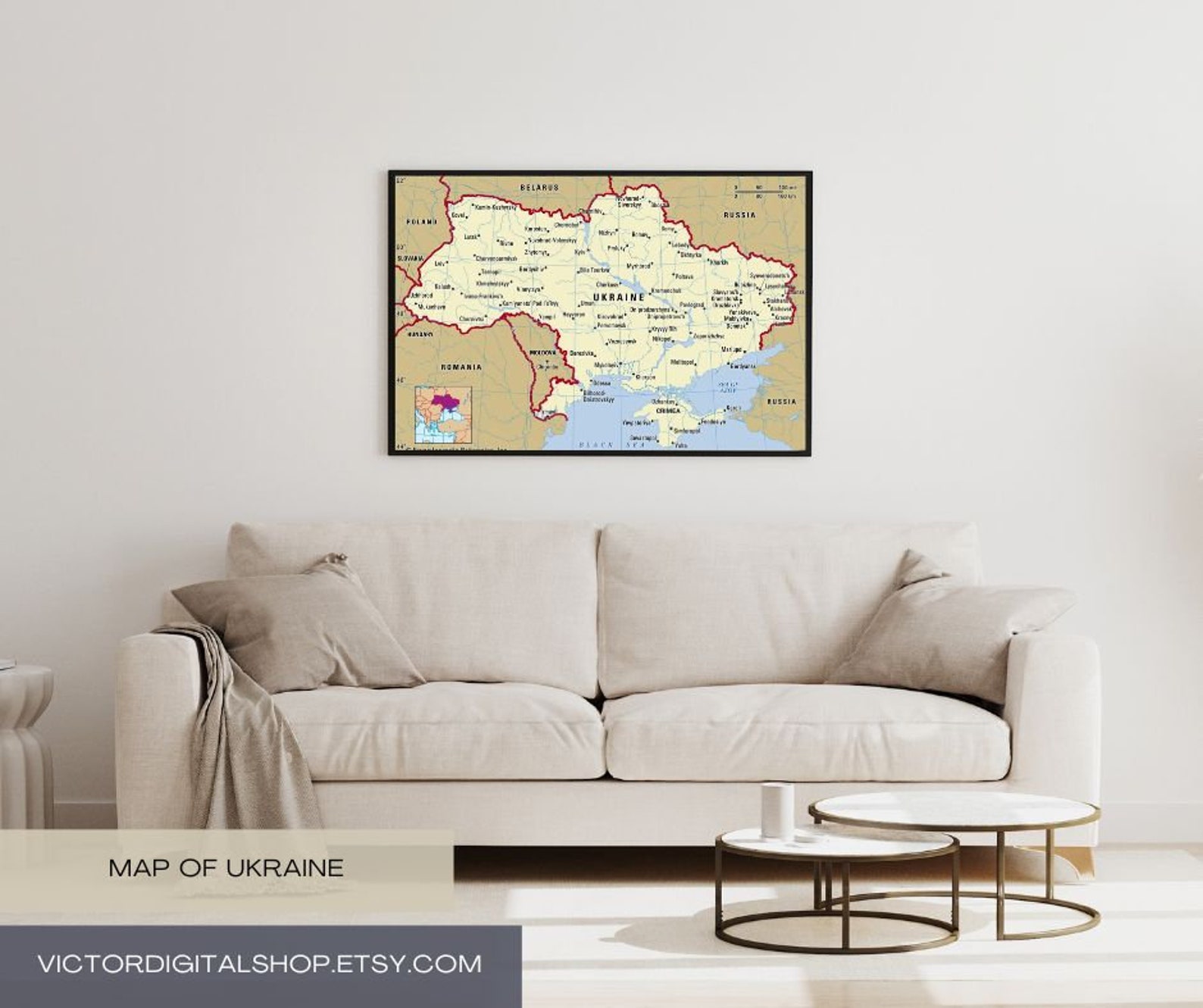 Map of Ukraine, Ukrainian Digital Map, Wall Decor Map Art, Geography ...