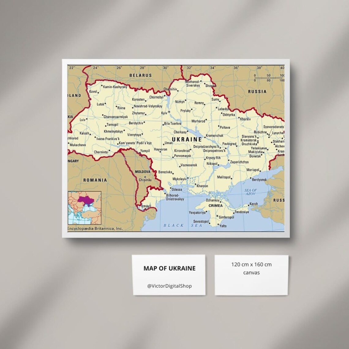 Map of Ukraine, Ukrainian Digital Map, Wall Decor Map Art, Geography ...