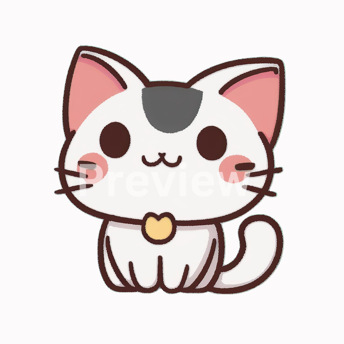 Kawaii Cat Clip Art Png X 20 Funny Pet Illustrations Cute Kitten Art ...
