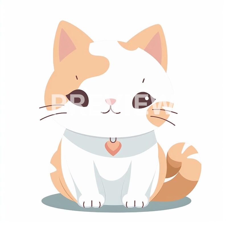 Adorable Cat Clip Art Png X 20 Cute Pet Illustrations Kawaii Kitten Art ...