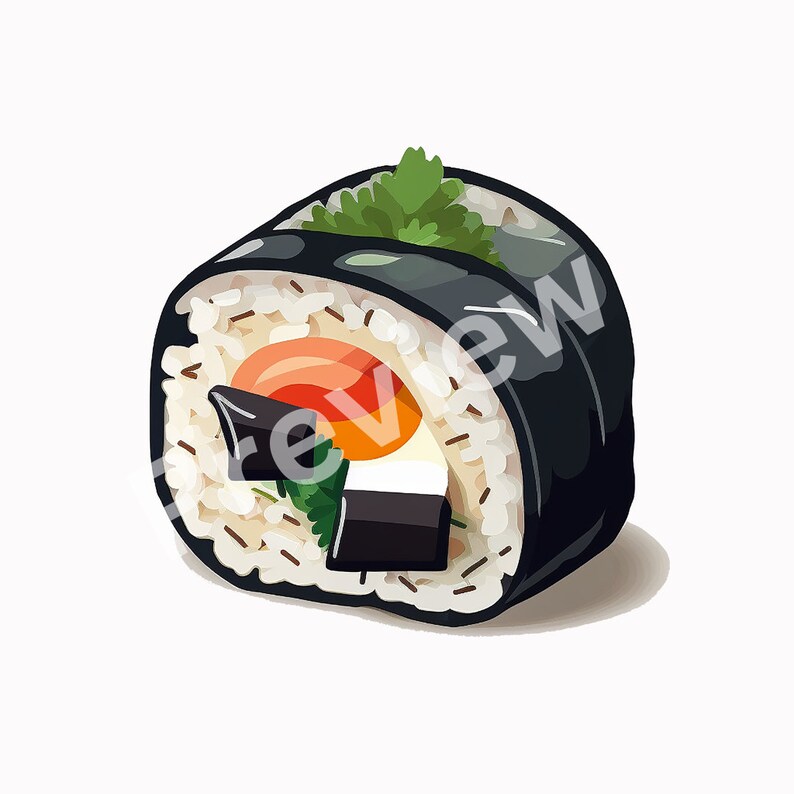 Kimbap Clip Art Png X 20 | Korean Food Clipart | Asian Kawaii Clipart ...