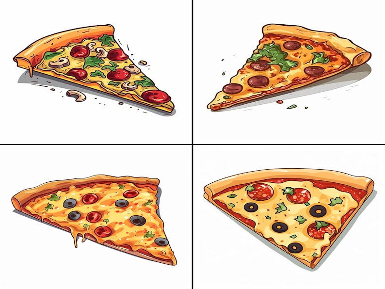 Pizza Slice Clip Art Png X 20 | Digital Food | Italian Food Art Bundle ...