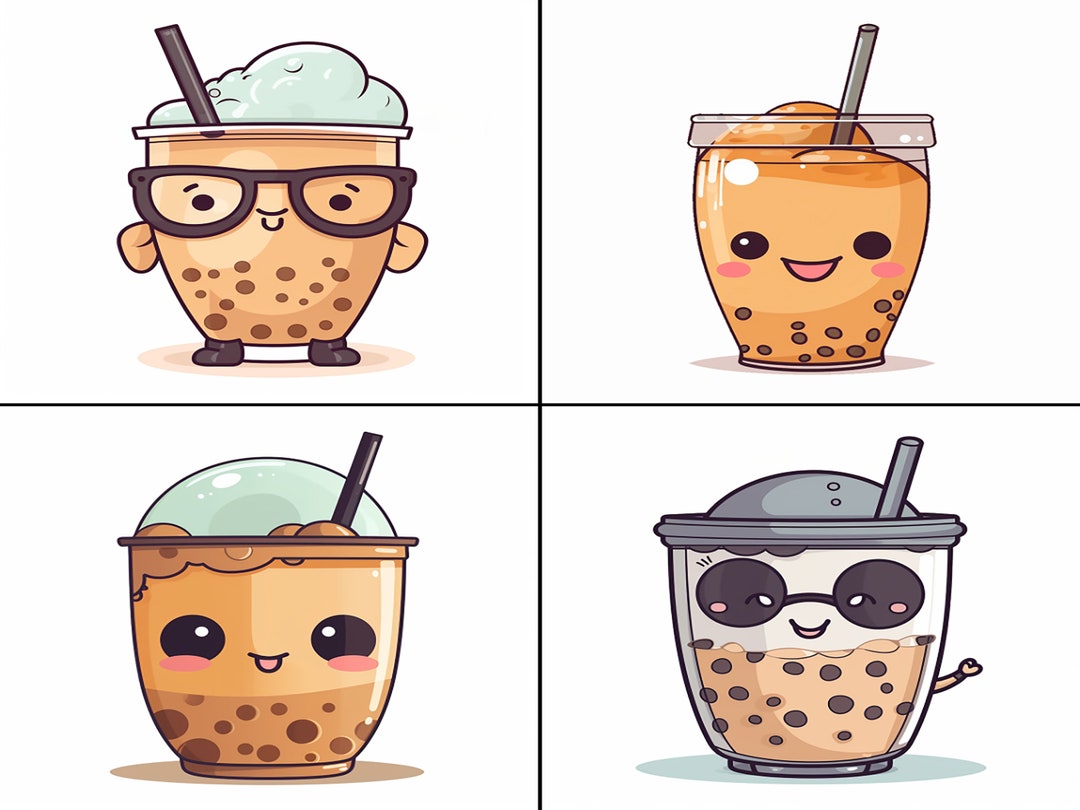 Kawaii Bubble Tea Clip Art Png X 20 | Boba Milk Tea | Botanical ...
