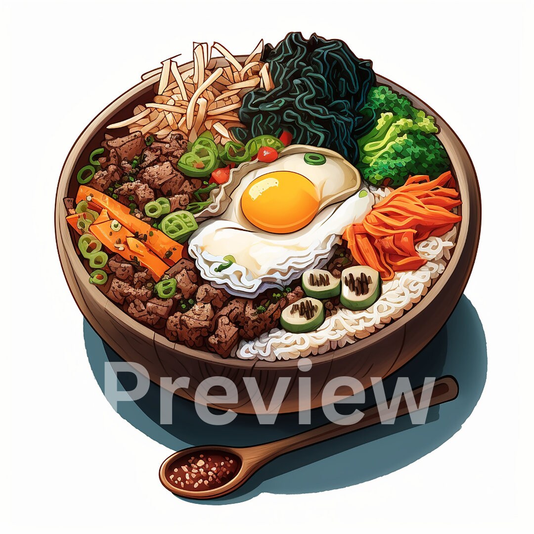 Bibimbap Clip Art Png X 20 | Korean Food Clipart | Asian Kawaii Clipart ...